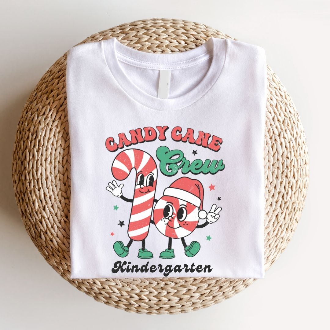 "Candy Cane Crew" Kindergarten Teacher T-shirt – Teacher Care Crate