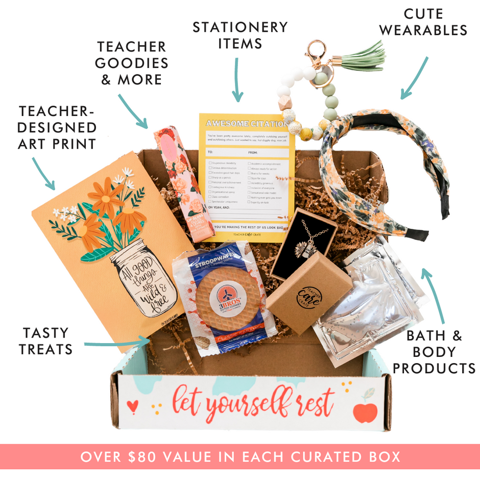 Teacher Care Crate - A Self-Care Monthly Subscription Box for Teachers